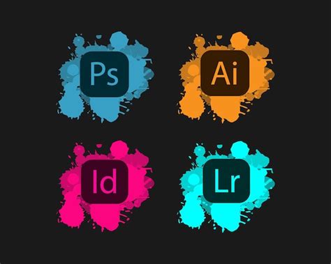 Premium Vector Adobe Photoshop Illustrator Lightroom Indesign 4 Icon