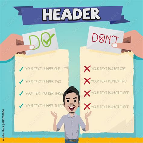 Do And Don T With Character Design Paper Of List Vector Illustration Stock Vector Adobe Stock