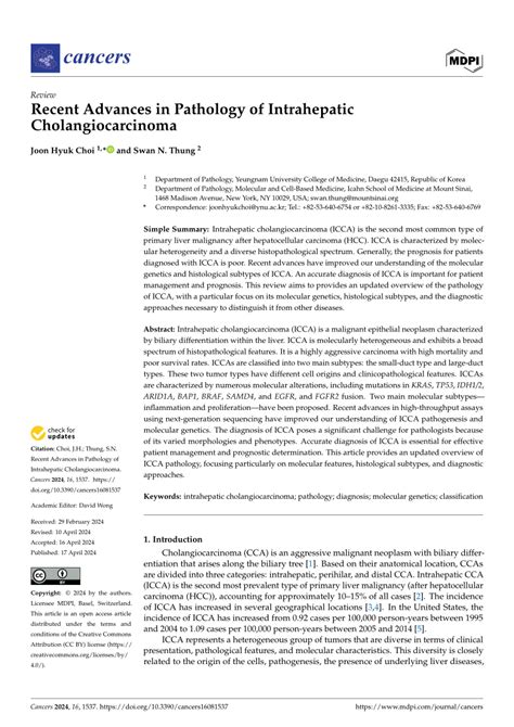 Pdf Recent Advances In Pathology Of Intrahepatic Cholangiocarcinoma