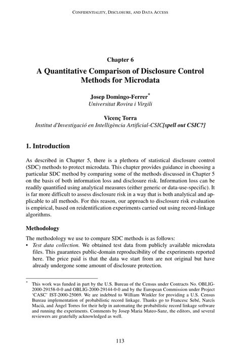 pdf a quantitative comparison of disclosure control methods for microdata