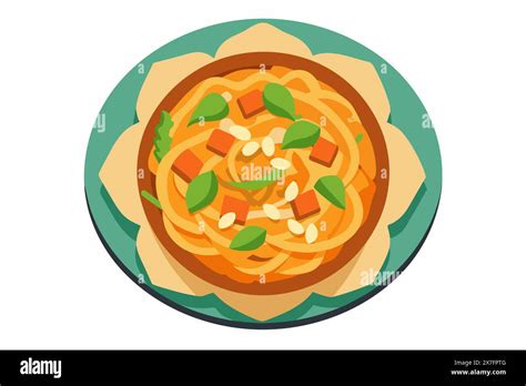 Pad Thai With Tofu Noodles And Vegetables In A Bowl Traditional Thai