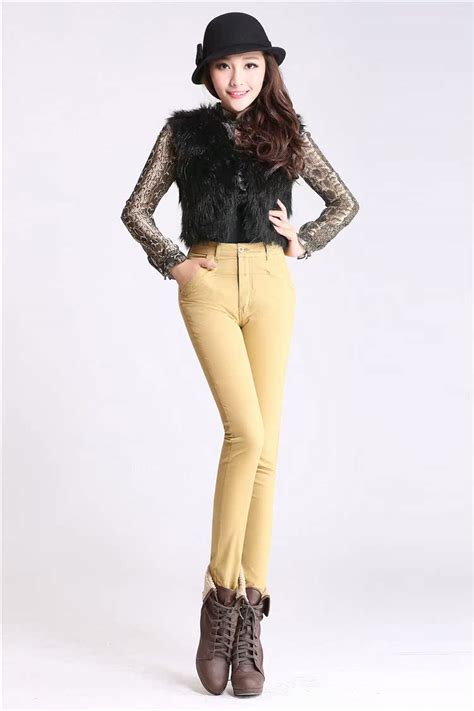 2014秋季女装大码彩色铅笔裤超显瘦长裤红色常规透明中腰浅色褐色糖糖宝贝堂