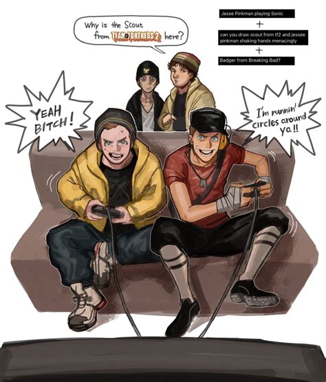 Scout Jesse Pinkman Skinny Pete And Badger Sonic And 2 More Drawn