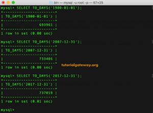 MySQL TO DAYS Function