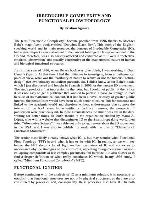 Irreducible Complexity And Functional Flow Topology Pdf
