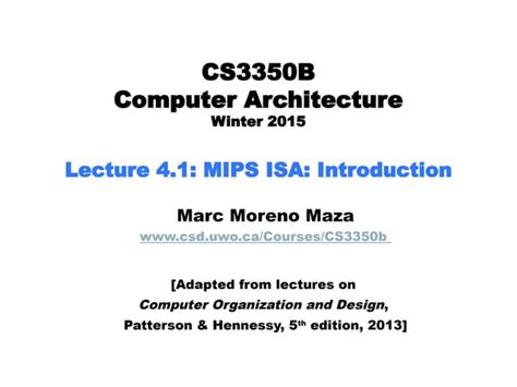 computer architecture mips introduction isa ppt
