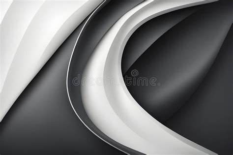 Abstract Monochrome Curves Intertwining With A Play Of Light And Shadow In Black And White