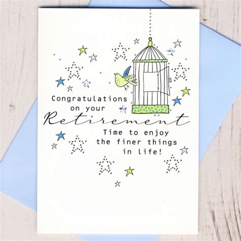 Retirement Card Congratulations On Your Retirement Design With Birdcage And Stars Envelope