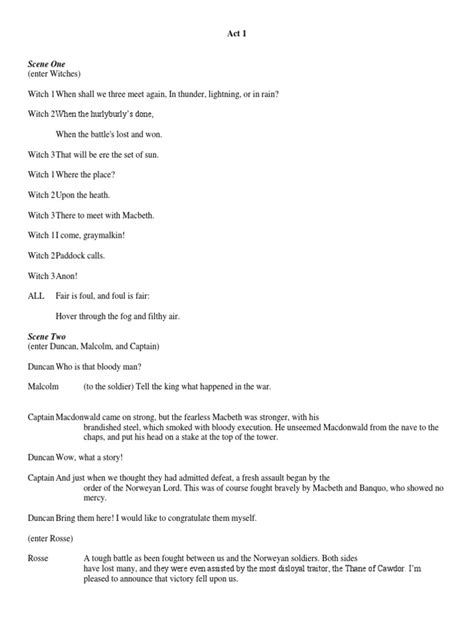 Macbeth Script Final Pdf Macbeth Shakespearean Tragedies