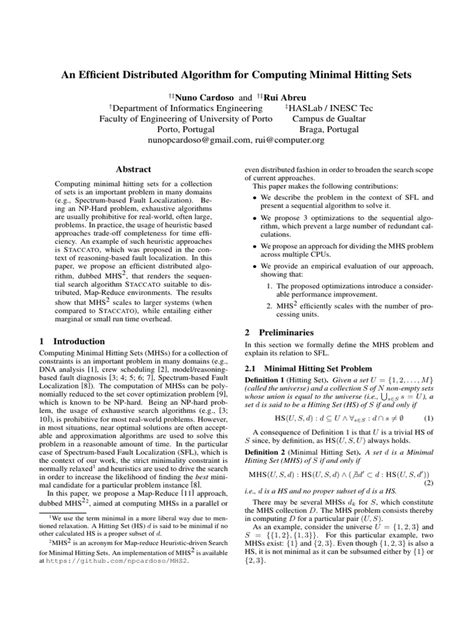 Efficient Distributed Mhs Computation Pdf Mathematical Optimization
