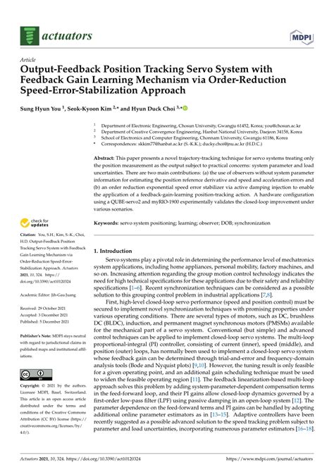 PDF Output Feedback Position Tracking Servo System With Feedback Gain Learning Mechanism Via