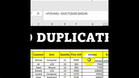 How To Find Duplicate Values In Excel Using Formula Youtube