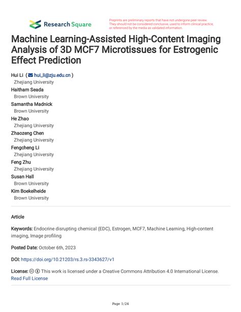 Pdf Machine Learning Assisted High Content Imaging Analysis Of 3d