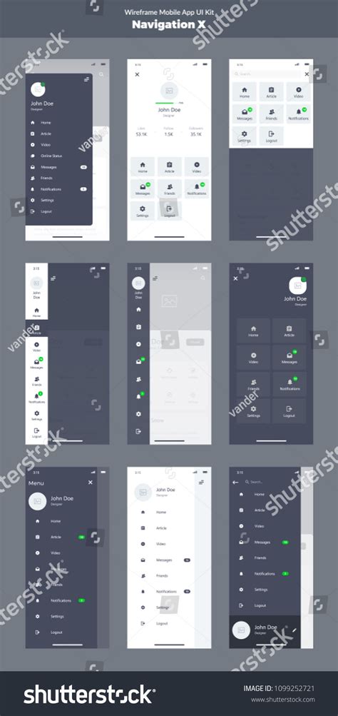 Wireframe Kit Mobile Phone Mobile App Stock Vector Royalty Free Shutterstock