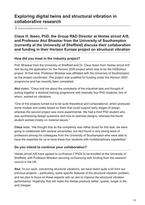 Pdf Exploring Digital Twins And Structural Vibration In Collaborative Research