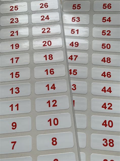 Sequential Numbered Labels 1000 Count Self Adhesive Numbered Stickers