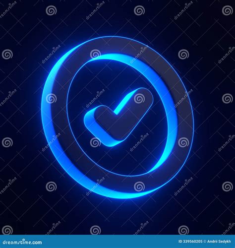 Glowing Blue Neon Checkmark Symbol Stock Illustration Illustration Of Approval Dark 339560205