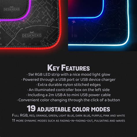 Custom Rgb Desk Mat Led Light Personalized Gaming Mousepad Large