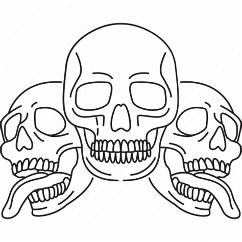 Skull Three Skulls Skeleton Danger Head Dead Halloween Icon