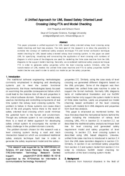 Pdf A Unified Approach For Uml Based Safety Oriented Level Crossing