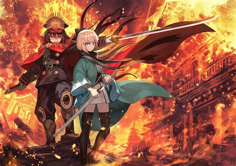 Fategrand Order Hd Sakura Saber And Demon Archer In Fiery Anime Epic By