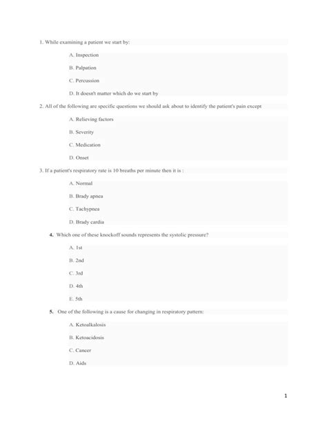 Medical Exam Patient Assessment Vital Signs