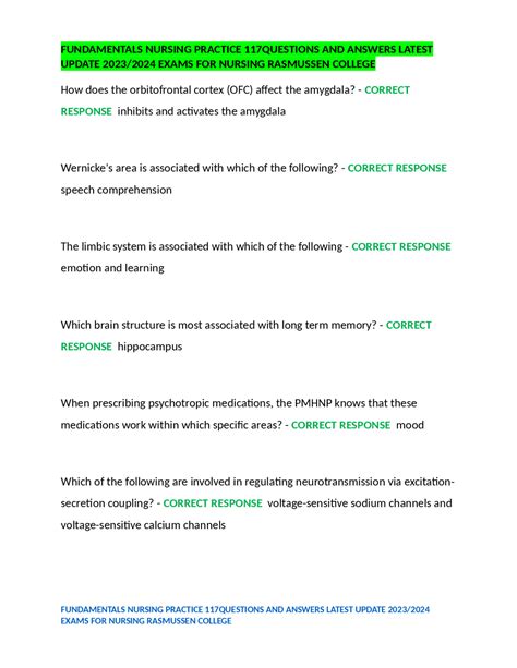 Fundamentals Nursing Practice 117questions And Answers Latest Update 2023 2024 Exams For N