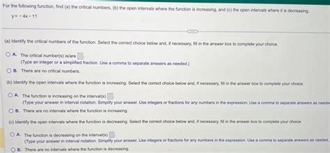 Solved For The Following Function Find A The Critical Chegg
