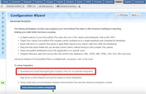 ServiceDesk Plus Integration Analytics Plus