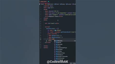 Create Digital Clock Using Html And Javascript Shorts Youtube