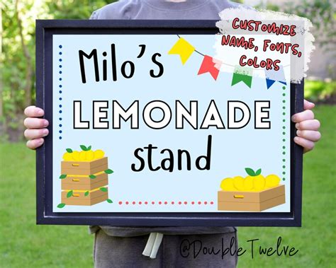 Custom Name Lemonade Stand Sign Diy Lemonade Booth Poster Lemonade