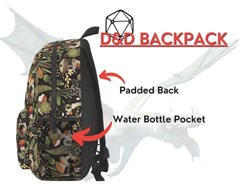 D20 Druid Mushroom Floral Pattern Dungeons And Dragons Backpack Perfect For Back To School Dnd