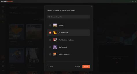 Creating a Custom Profile: CurseForge support