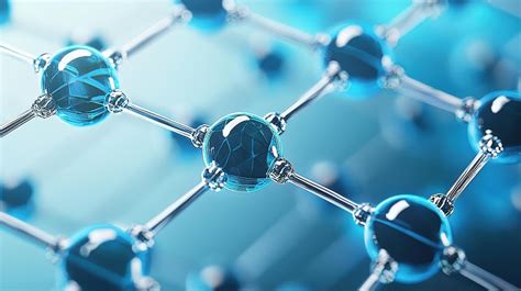 Abstract Molecular Structure Blue Spheres Connected By Silver Rods Premium Ai Generated Image