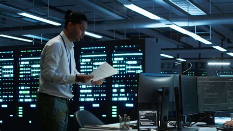 Administración En Datos Centrar Trabajando Con Colega A Mantener Preciso Documentación De Equipo