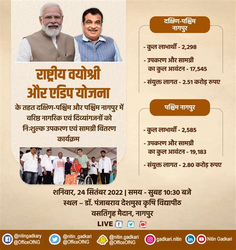 Nitin Gadkari On Twitter केंद्र सरकार की वयोश्री एवं एडिप योजना के