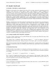 4 Basic Operations Of MatLab LM Pdf BASIC OPERATIONS OF MATLAB GEC EL 2 NUMERICAL SOLUTION