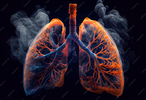 Pulmão Humano Com Fumaça Doença Pulmonar Causada Pelo Fumo Gerar Ai