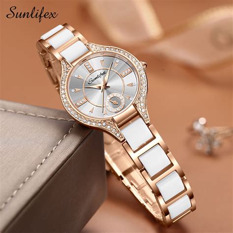 Jual Sunlifex Jam Tangan Wanita Anti Air Original Korea Mewah 8010 Gesper Lipat Dengan Jam Cewek