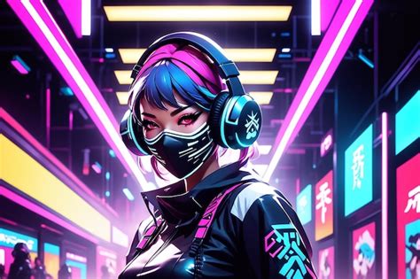 Premium Ai Image Wallpaper Vibrant Haired Anime Girl A Futuristic