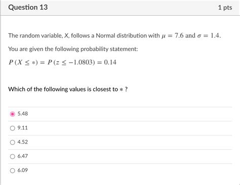Solved Question Pts The Random Variable X Follows A Chegg