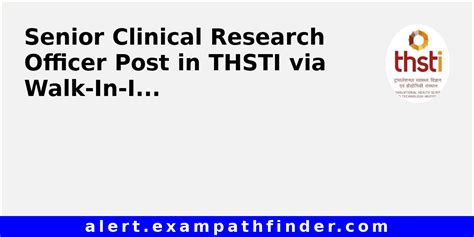Senior Clinical Research Officer Post In Thsti Via Walk In Interview