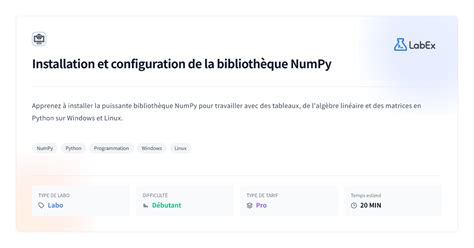 Installation De La Bibliothèque Numpy Tutoriels De Programmation Python Labex