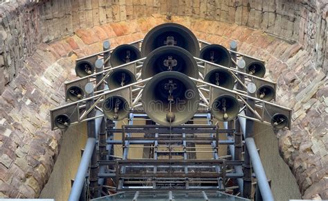 A Close Up Of The Bells In The Bell Tower Of Cologne Cathedral Stock