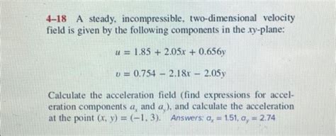 solved 4 18 a steady incompressible two dimensional