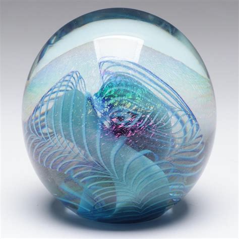 Robert Eickholt Dichroic Glass Paperweight 1995 Ebth