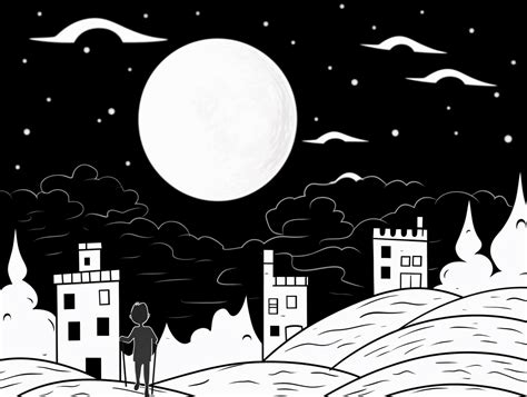 Captivating Moonlit Night Sky Coloring Page
