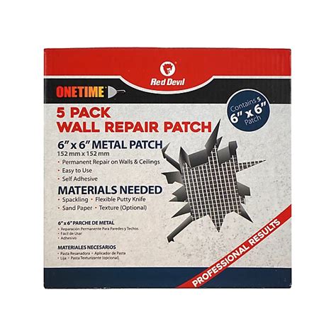 Red Devil Onetime Wall Repair Patch 6x6 Patch 5 Pack