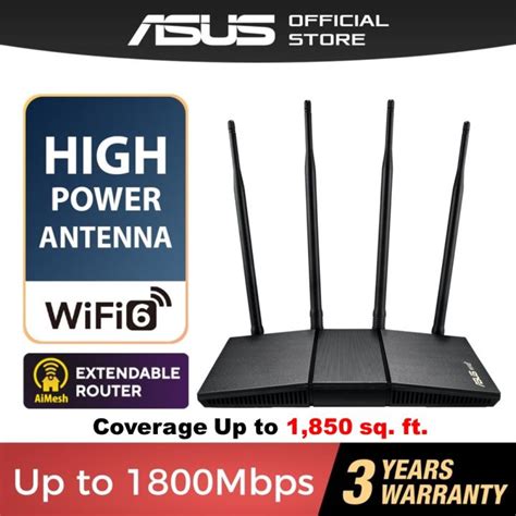 Asus Wifi 6 Router Ax1800 High Power Rt Ax1800hp Dual Band Mesh Aimesh