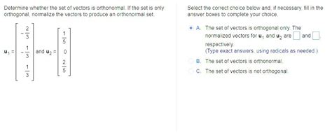 Solved Determine Whether The Set Of Vectors Is Orthonormal